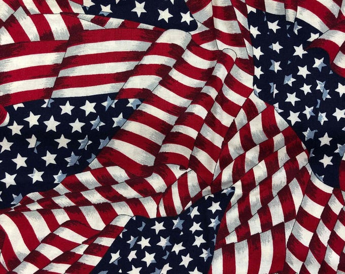 American Flag Fabric, 100% Cotton, Sewing, Quilting, Cranston, Red ...