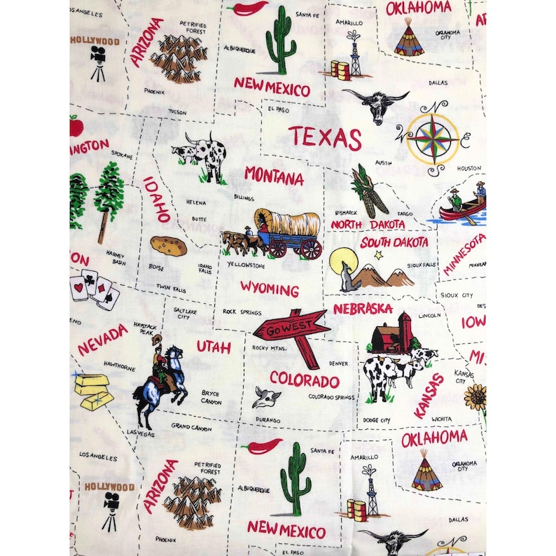 Fabric Traditions United States Map Fabric, 100% Cotton Fabric, Sewing ...