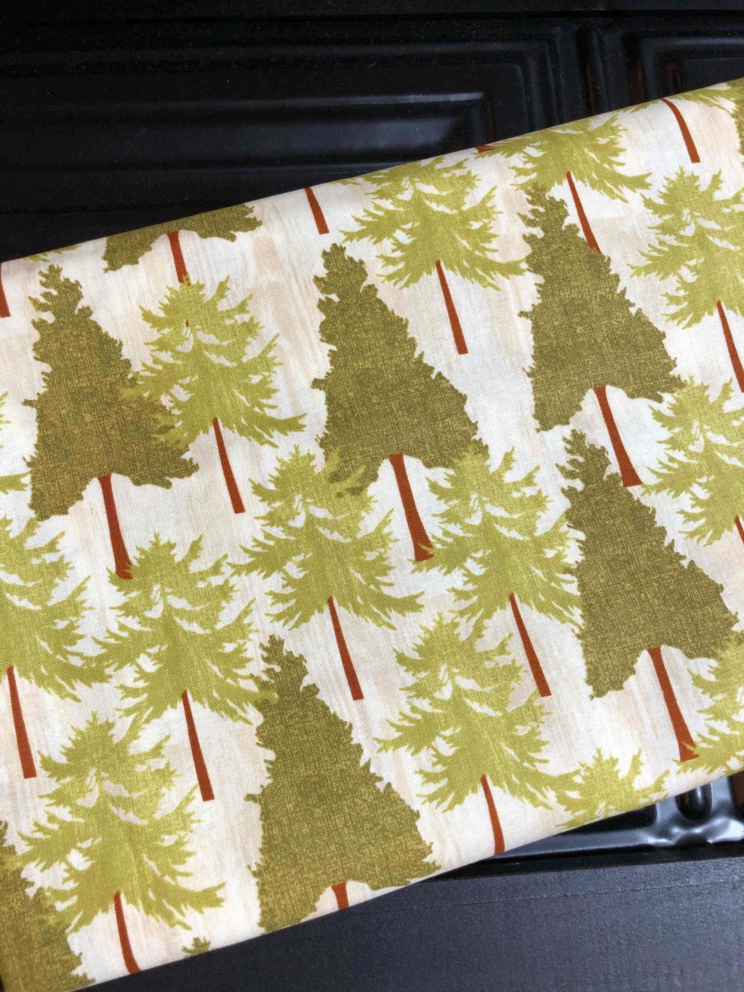David Textiles Lodge Trees Green Fabric by the Yard, 100% Cotton ...
