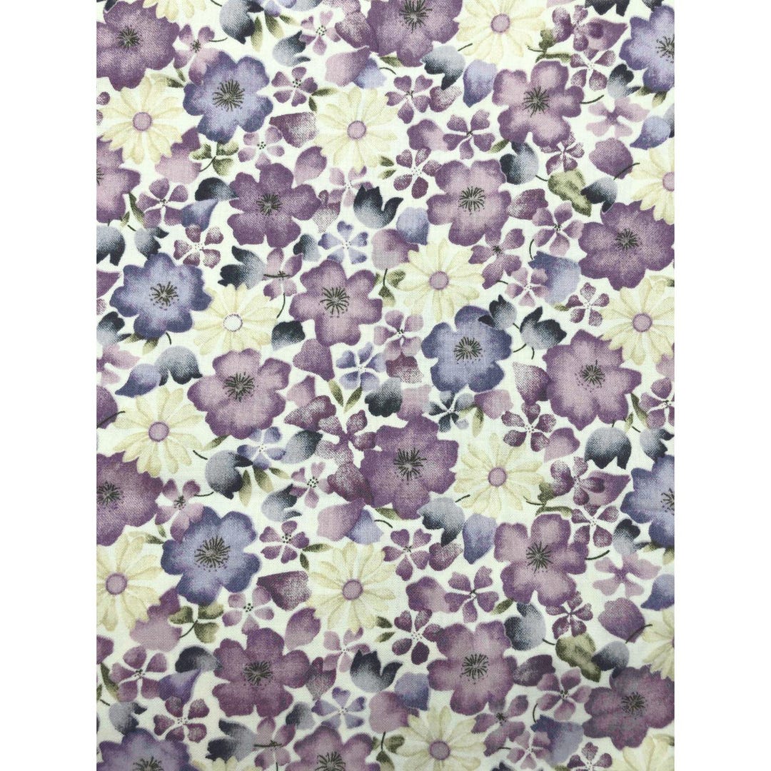 Fabric Traditions Purple Floral Fabric, 100% Cotton, Quilting Fabric ...