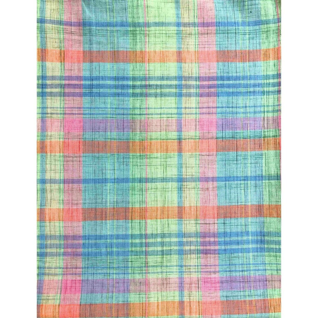 Repurposed Pastel Plaid Fabric, Vintage Fabric, Sewing, Quilting Fabric ...