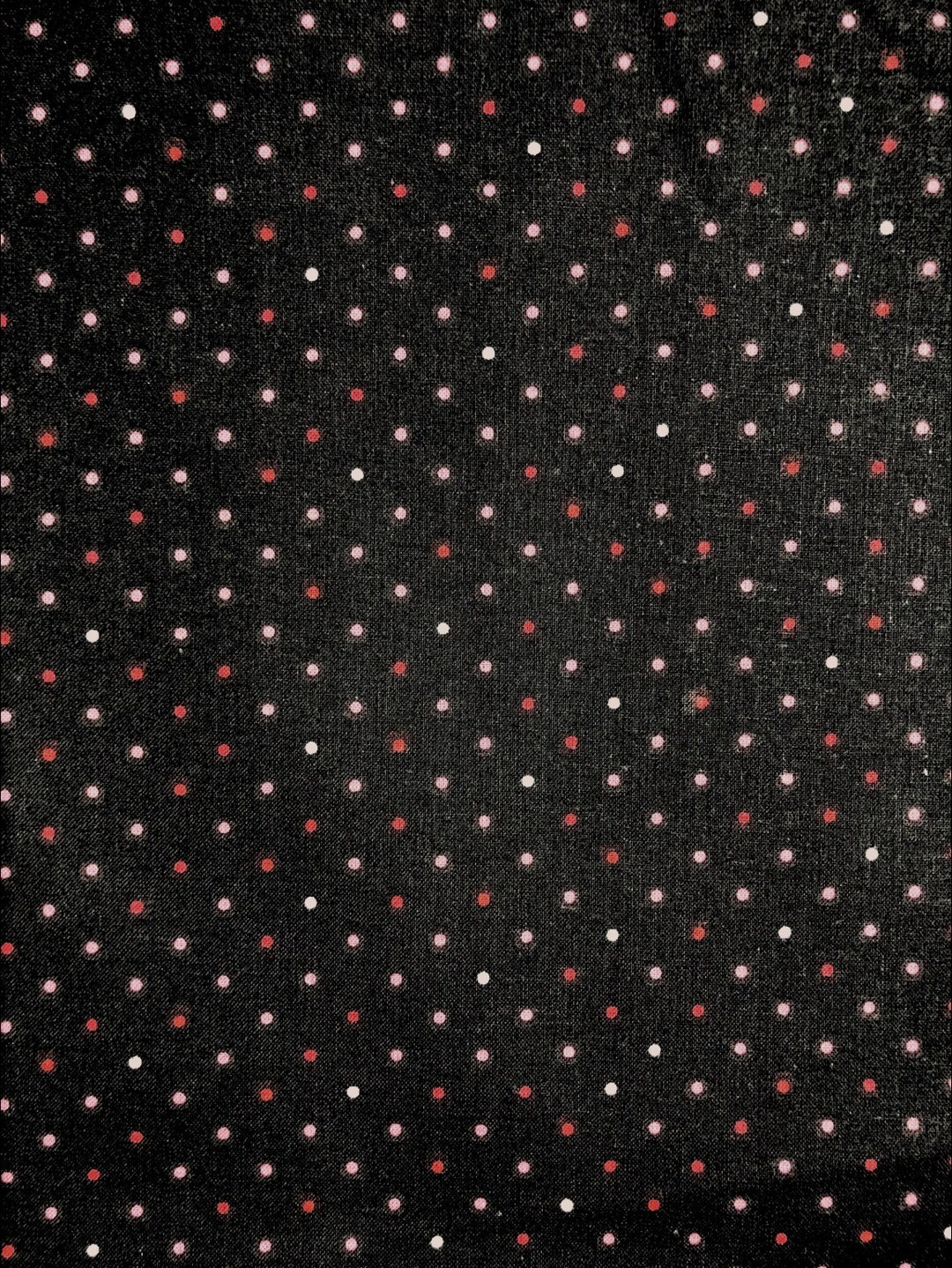 Red and Pink Polka Dots on Black, Valentine Fabric, Sewing, Quilting ...