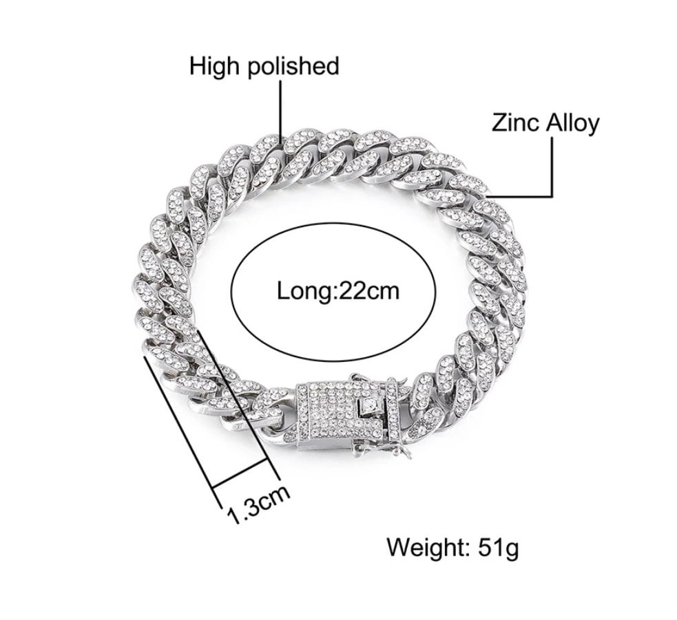 High-quality AAA Stone Bling Iced Out Men's Bracelet Miami Cuban Link ...