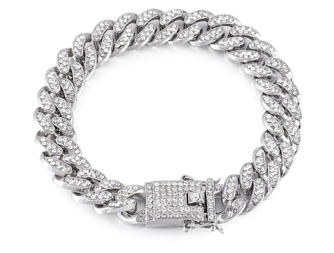 High-quality AAA Stone Bling Iced Out Men's Bracelet Miami Cuban Link ...