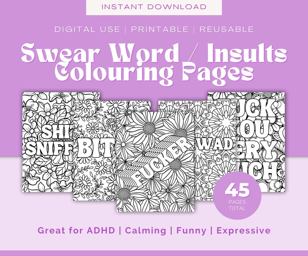 Swear Word Mandala Colouring Pages for Adults | Printable Insult ...