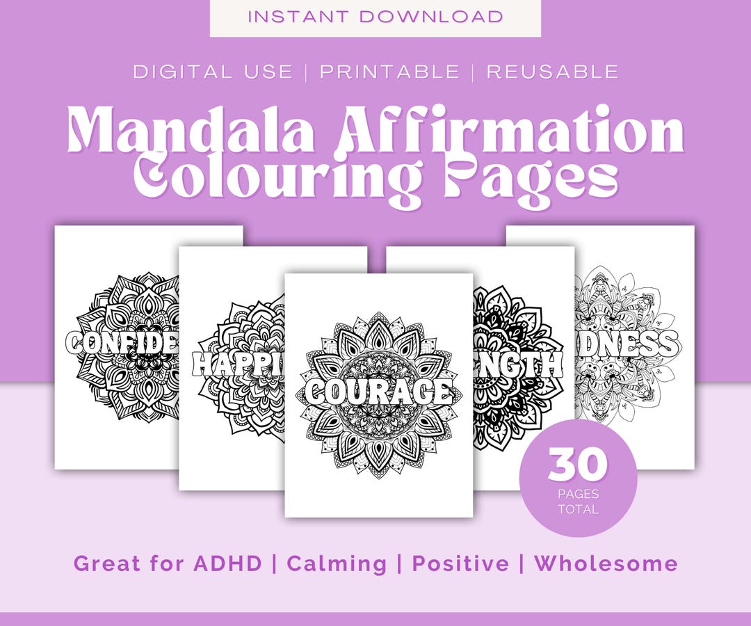 Colouring Pages Mandala Positive Affirmations | Colouring Pages ...