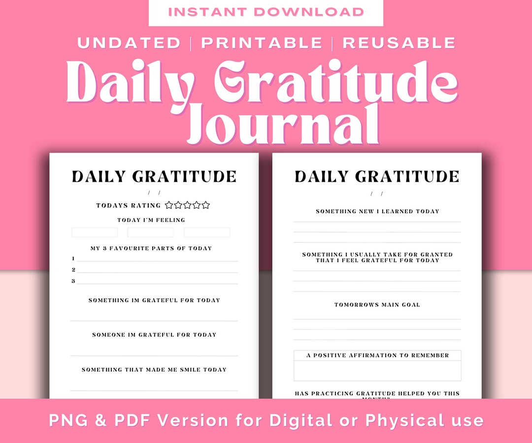 Daily Gratitude Journal Printable | Journaling Prompts | Gratitude ...