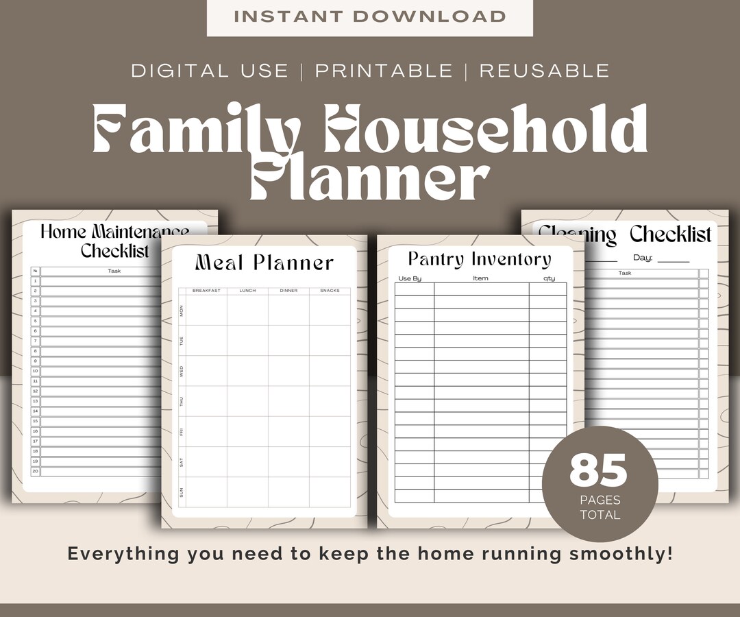 Family Planner Printable | Home Management Manual Binder Organiser ...