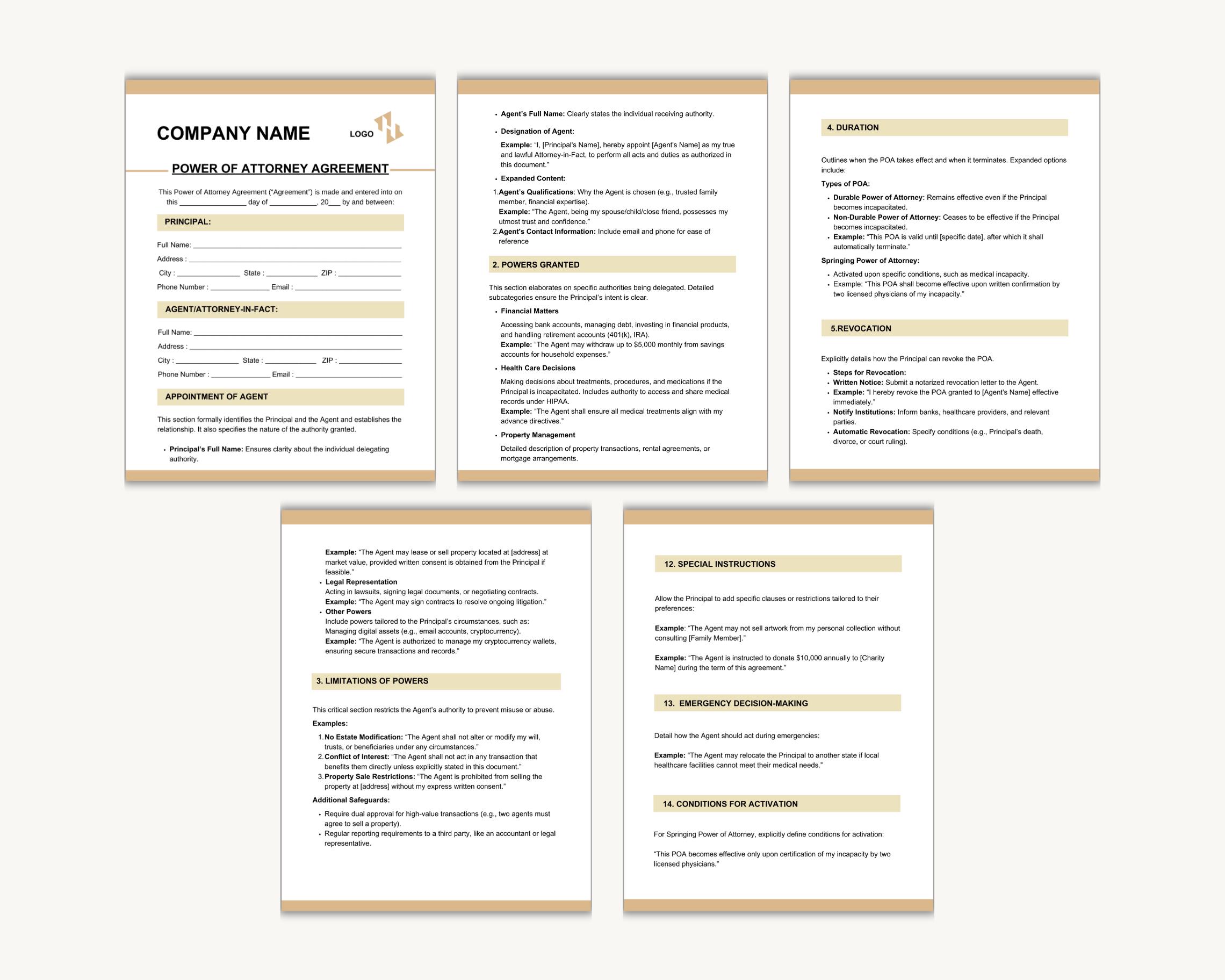 Editable Power of Attorney Agreement Template (digital Download) - Etsy