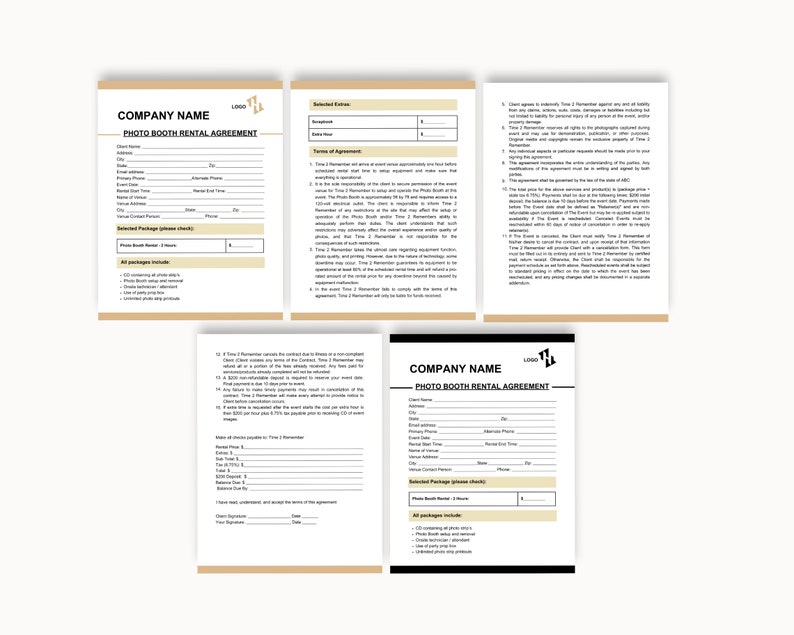 Photo 360 Booth Contract & Templates | Wedding Photography Rental ...