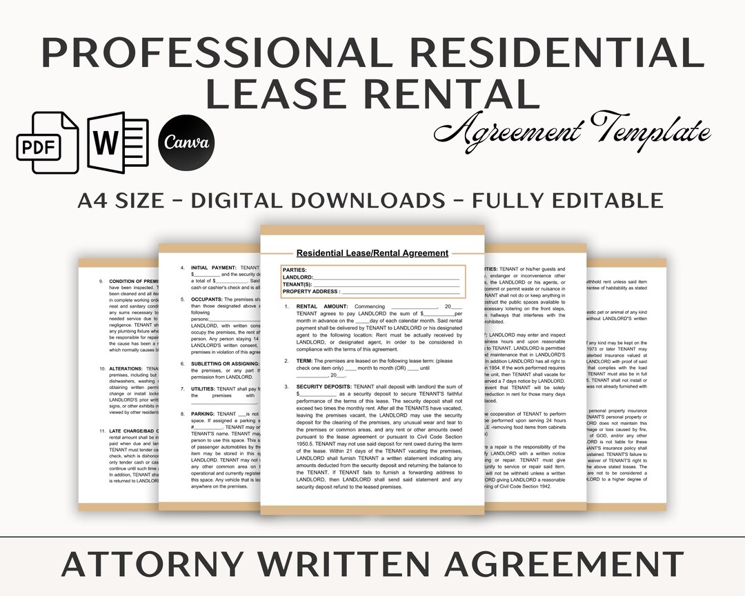 Residential Agreement Lease Agreement PDF, Rental Application Instant ...