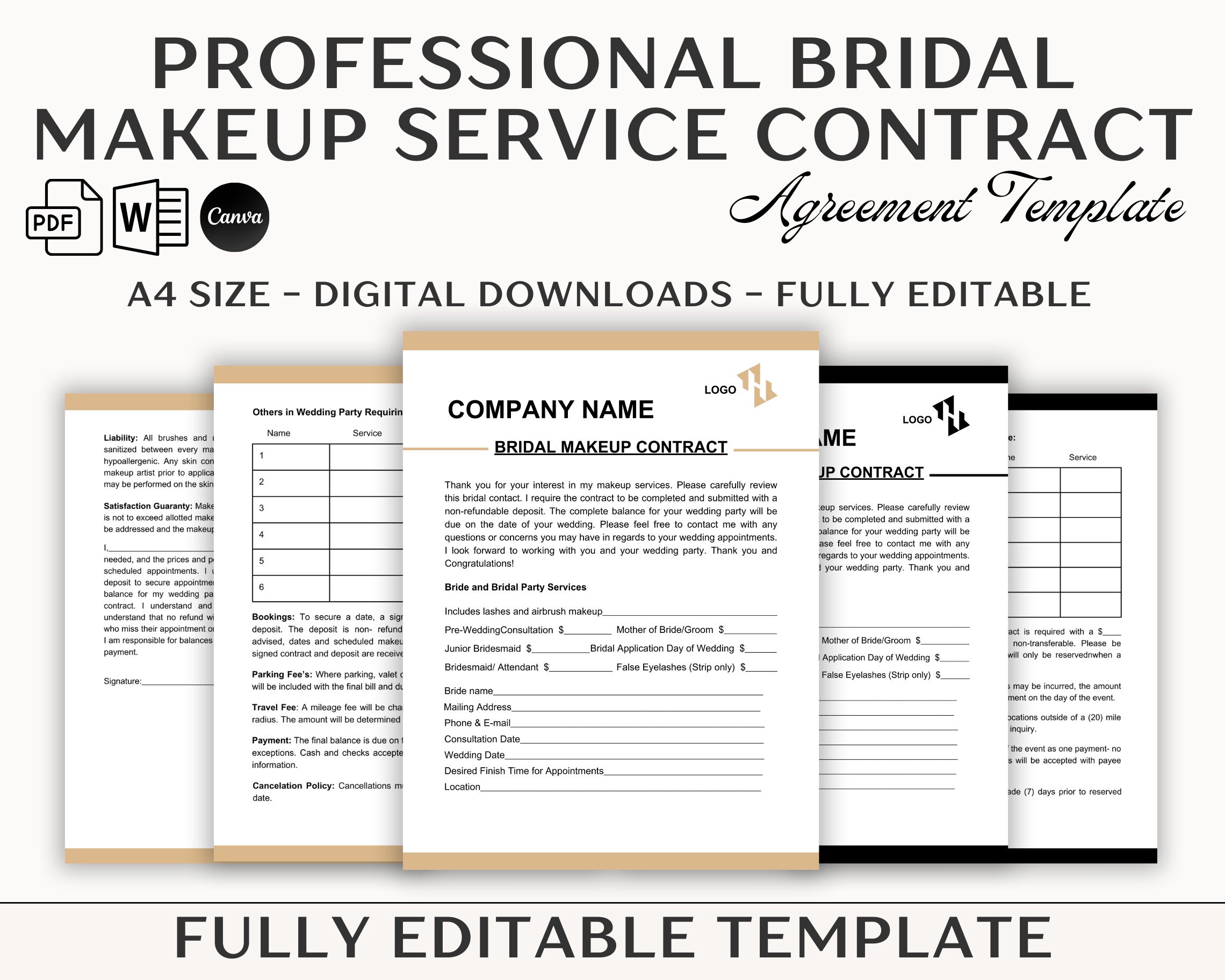 Bridal Makeup Contract & MUA Agreement | Wedding Beauty | Client Intake ...