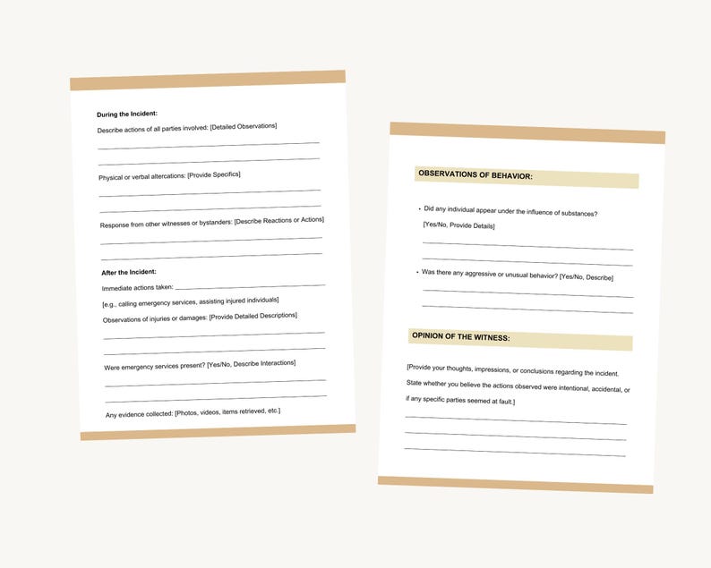 Editable Witness Statement Form | Legal Document for Court Use | Record ...