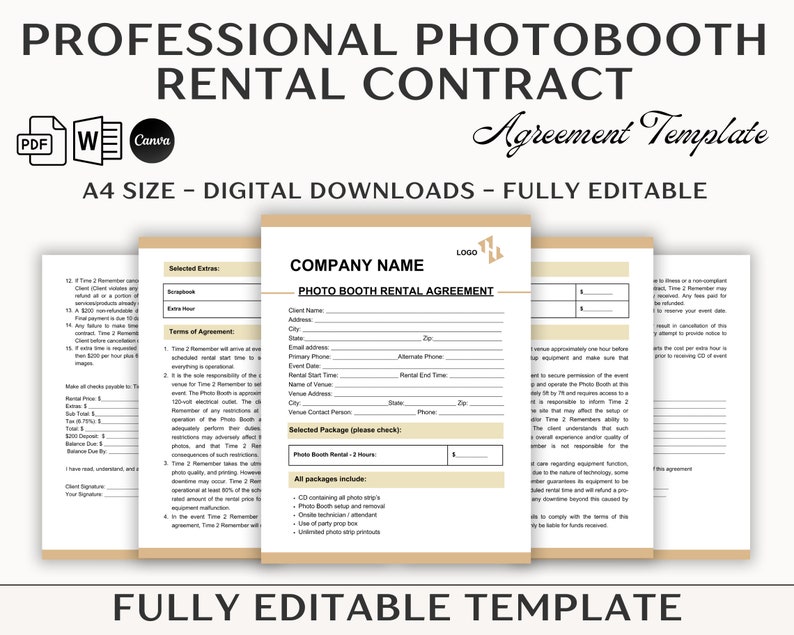 Photo 360 Booth Contract & Templates | Wedding Photography Rental ...