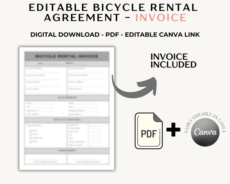 Editable Bicycle Rental Agreement Template | Cycling Contract for ...