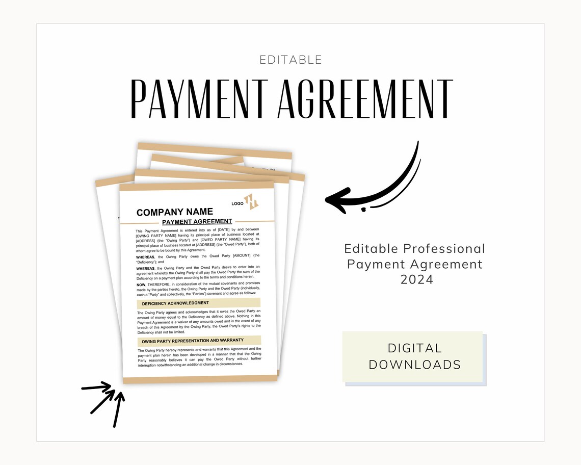 Payment Agreement Contract Template, Payment Plan Agreement, Agreement ...