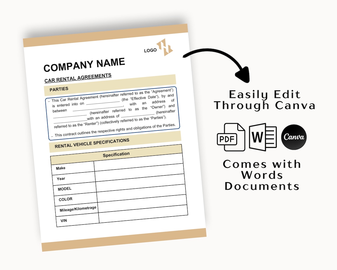 Car Rental Agreement Template, Turo Spreadsheet, Landlord Forms ...
