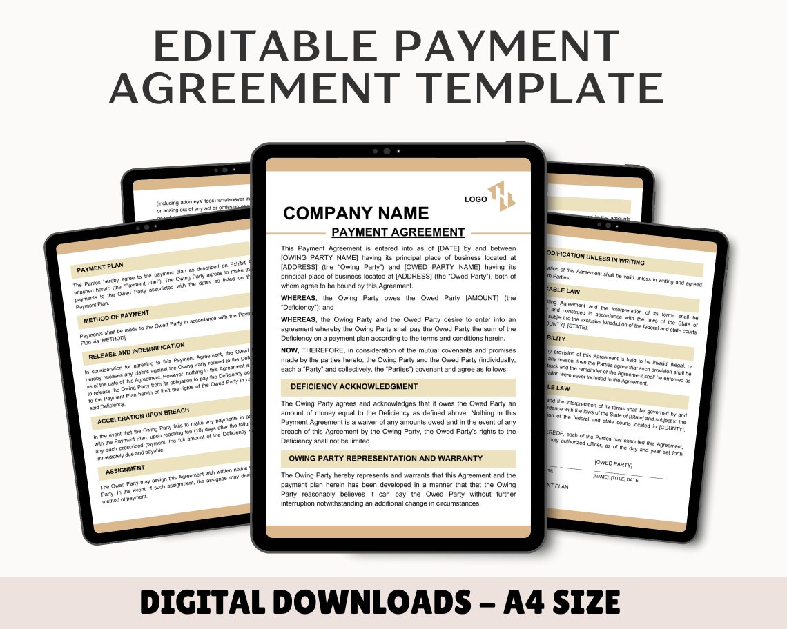 Payment Agreement Contract Template, Payment Plan Agreement, Agreement ...
