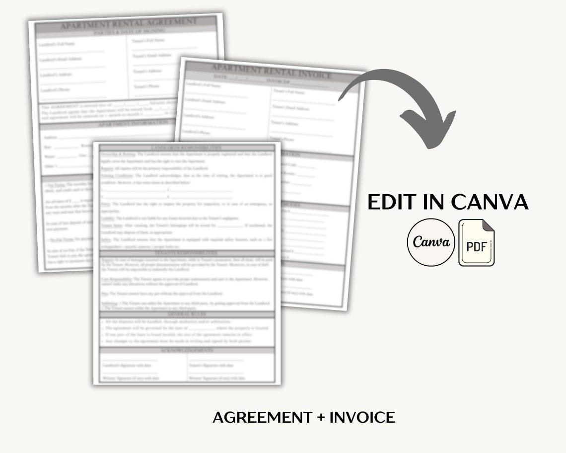 Editable Apartment Rental Agreement Template | Lease Contract | PDF ...