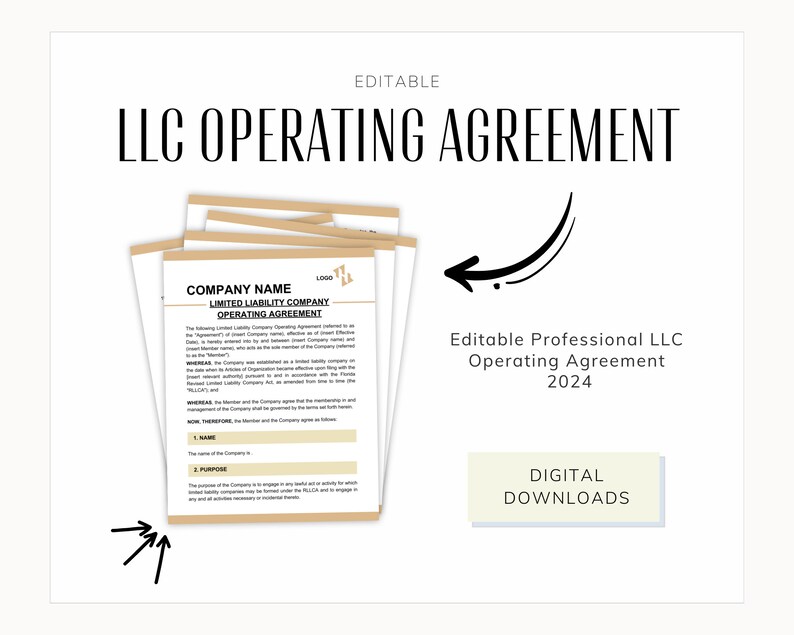 LLC Agreement Document Template | Legal Business Contract | Instant ...