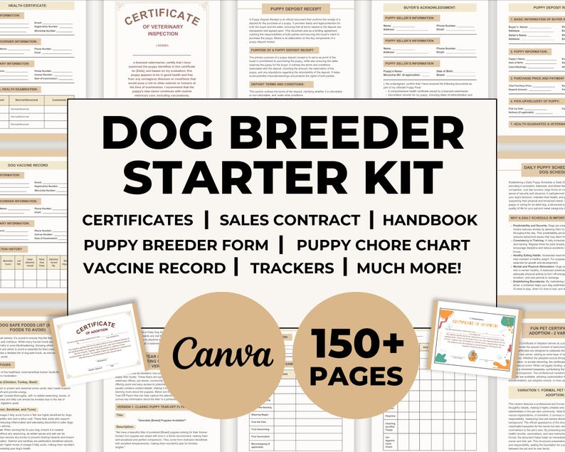 Editable Dog/puppy Breeder Starter Kit Bundle, Dog Training Handbook ...