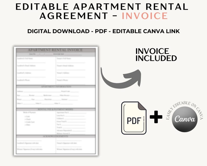 Editable Apartment Rental Agreement Template | Lease Contract | PDF ...