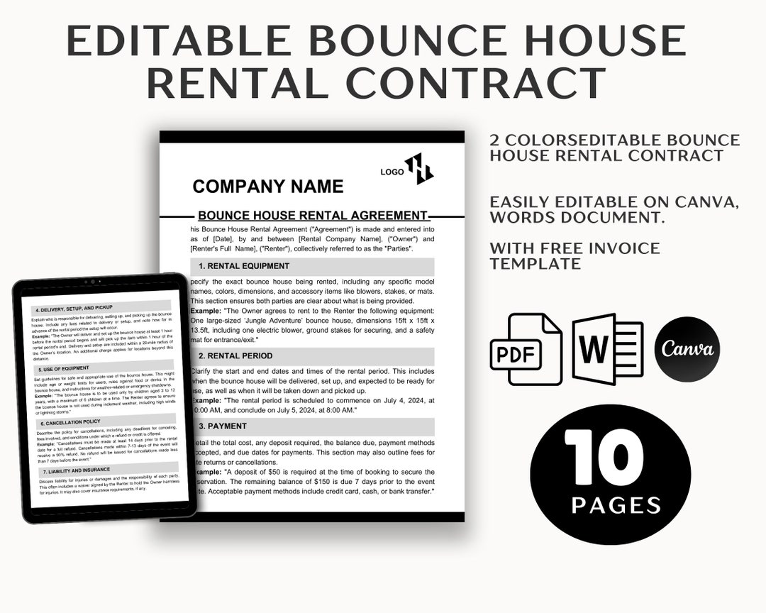 Bounce House Rental Agreement & Soft Play Rental Contract - Inflatable ...