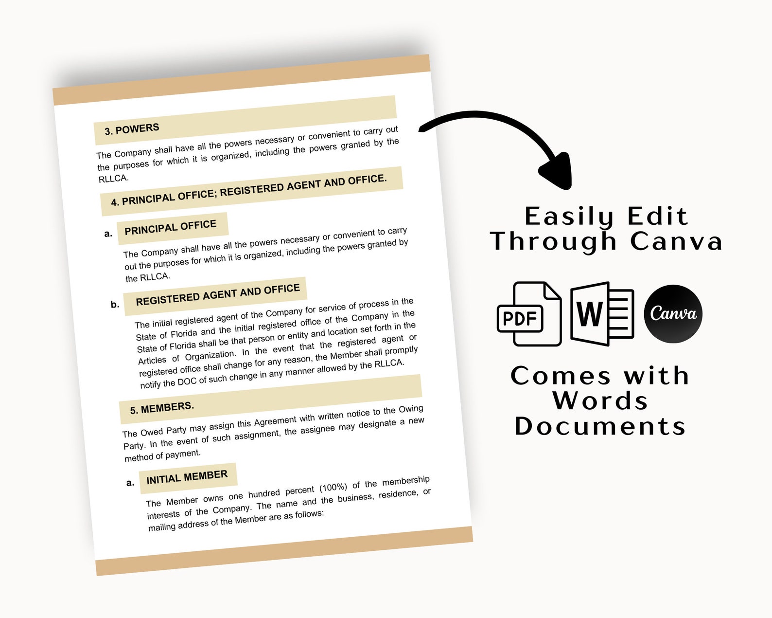 LLC Agreement Document Template | Legal Business Contract | Instant ...