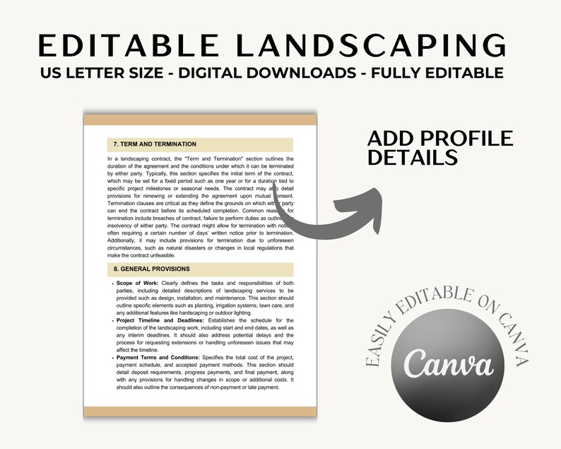 Editable Landscaping Contract Template for Managing Projects - Instant ...