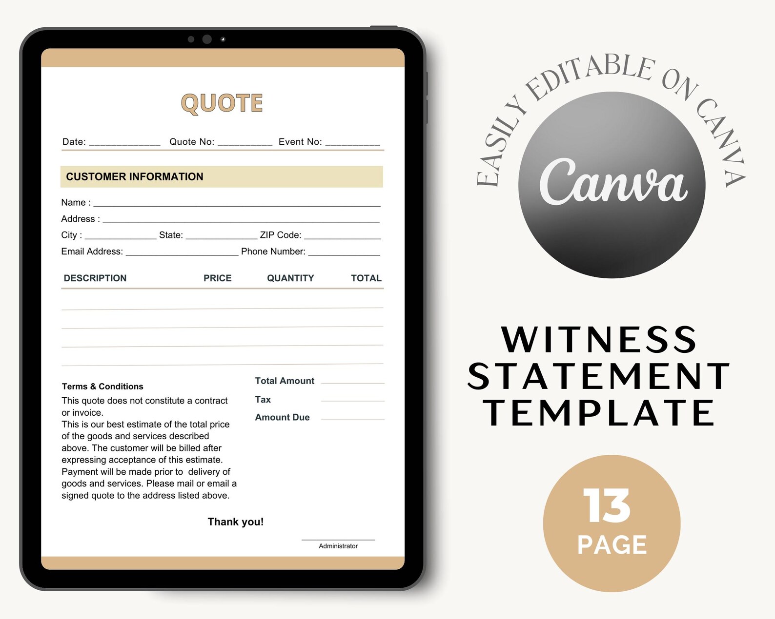 Editable Witness Statement Form | Legal Document for Court Use | Record ...