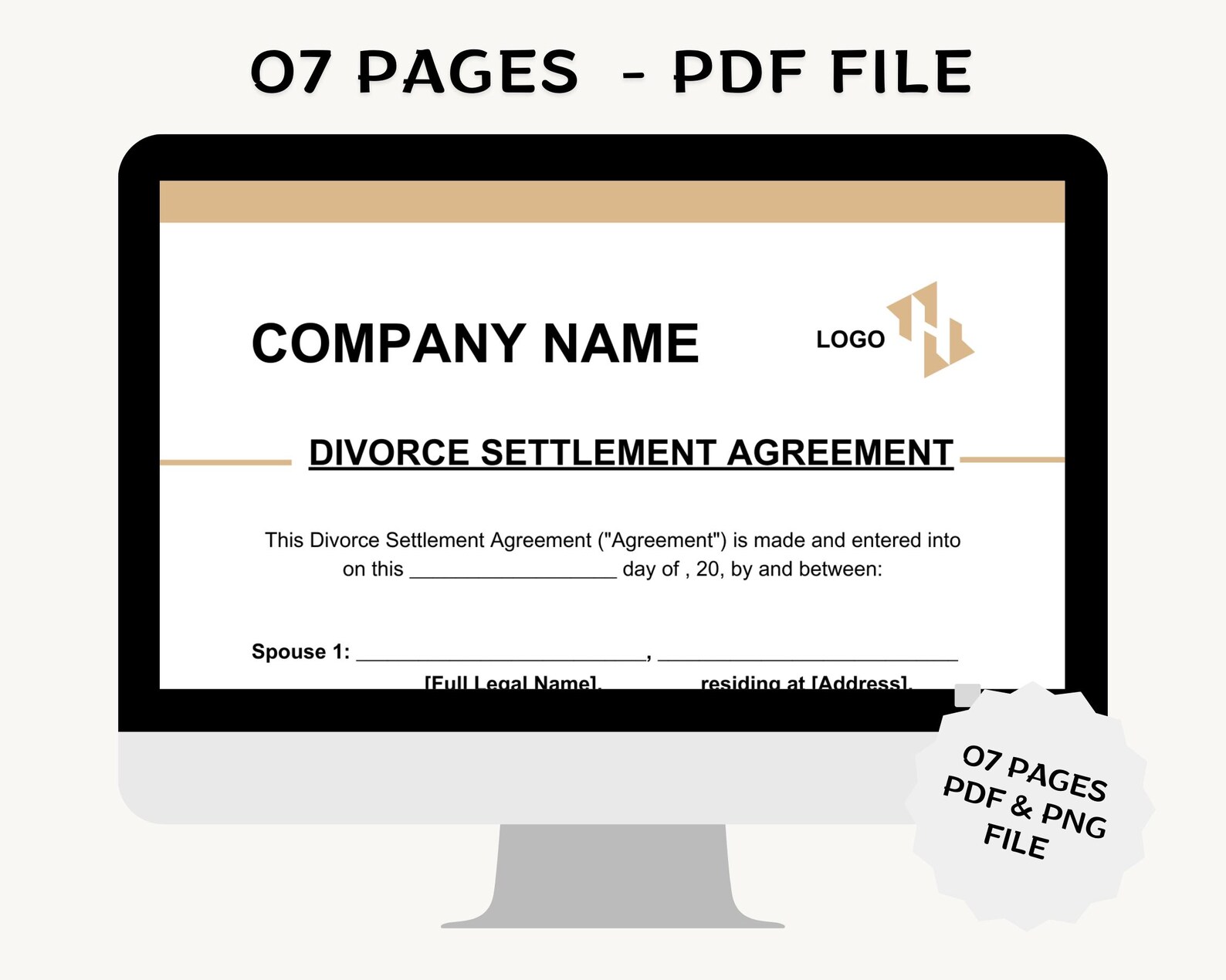 Editable Divorce Settlement Agreement, Divorce Settlement Form, Divorce ...