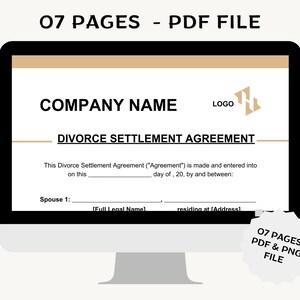 Editable Divorce Settlement Agreement, Divorce Settlement Form, Divorce Contract, Marital ...