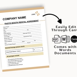 Photo 360 Booth Contract & Templates | Wedding Photography Rental ...