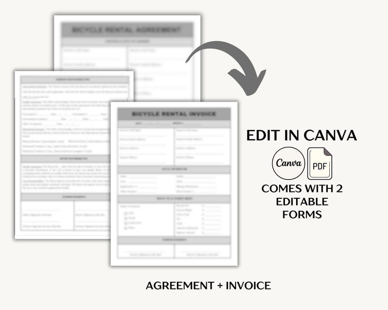 Editable Bicycle Rental Agreement Template | Cycling Contract for ...