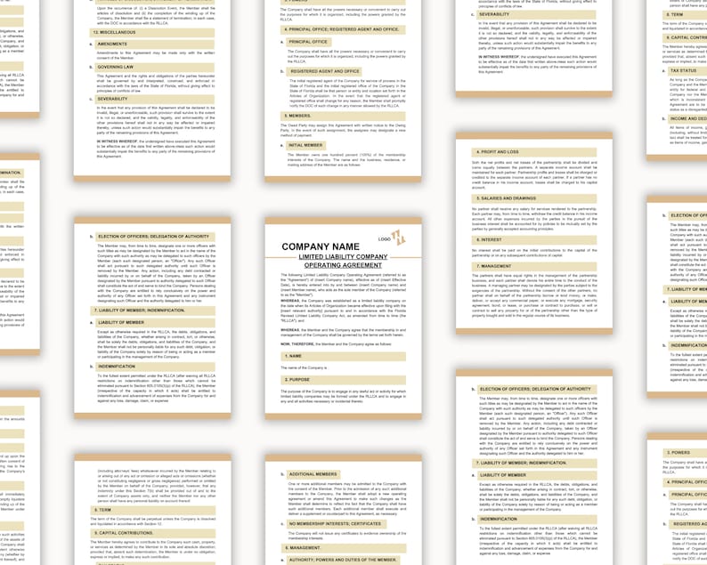 LLC Agreement Document Template | Legal Business Contract | Instant ...
