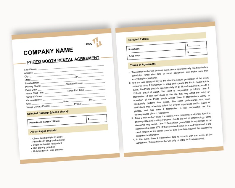Photo 360 Booth Contract & Templates | Wedding Photography Rental ...