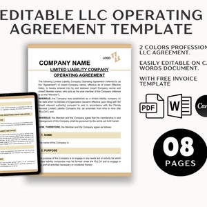 LLC Agreement Document Template | Legal Business Contract | Instant ...