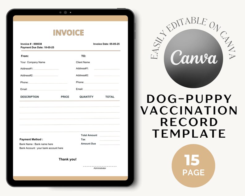 Editable Dog - Puppy Vaccination Record | Puppy & Dog Vaccine ...