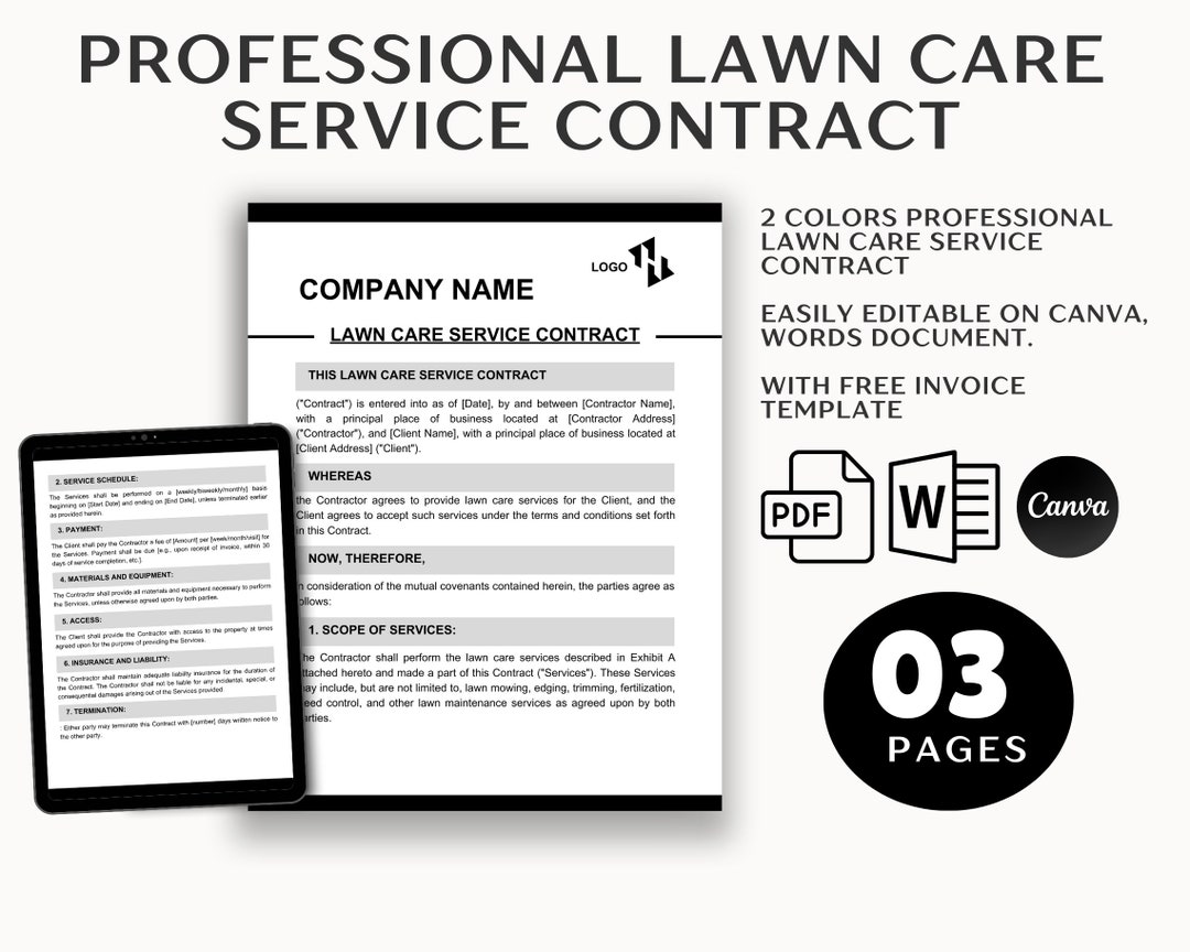 Lawn Care Agreement Templates - Landscaping Contract, Invoice (PDF ...