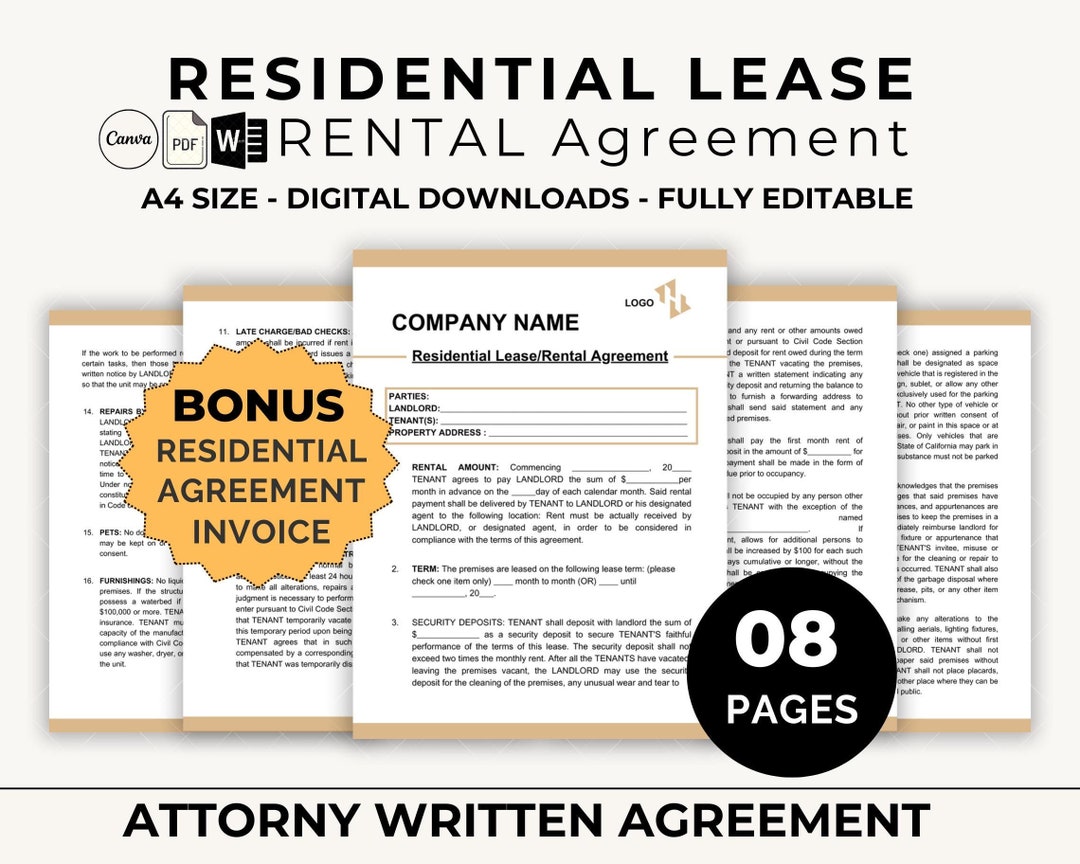 Residential Agreement Lease Agreement PDF, Rental Application Instant ...
