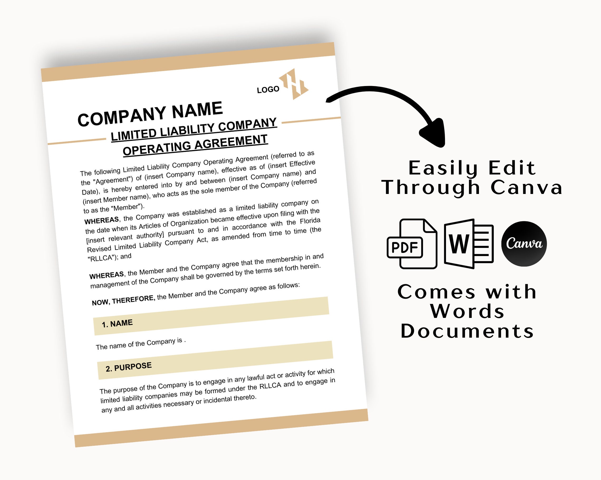 LLC Agreement Document Template | Legal Business Contract | Instant ...