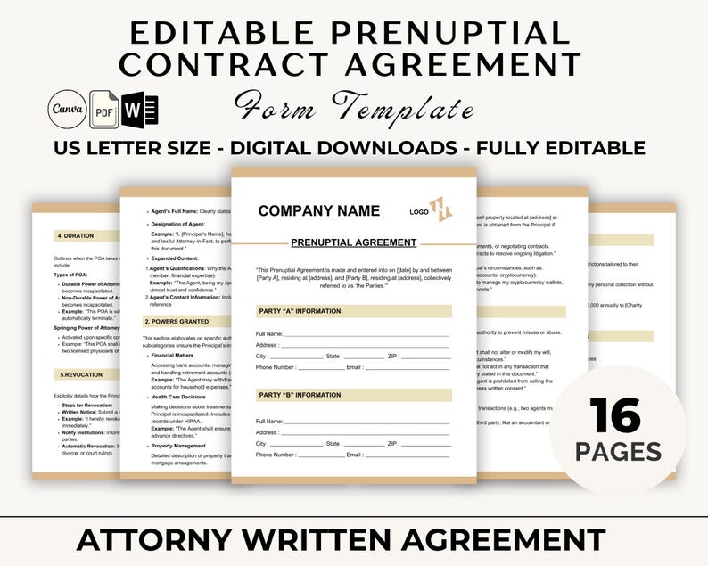 Editable Prenuptial Agreement Template | Premarital Agreement Forms ...