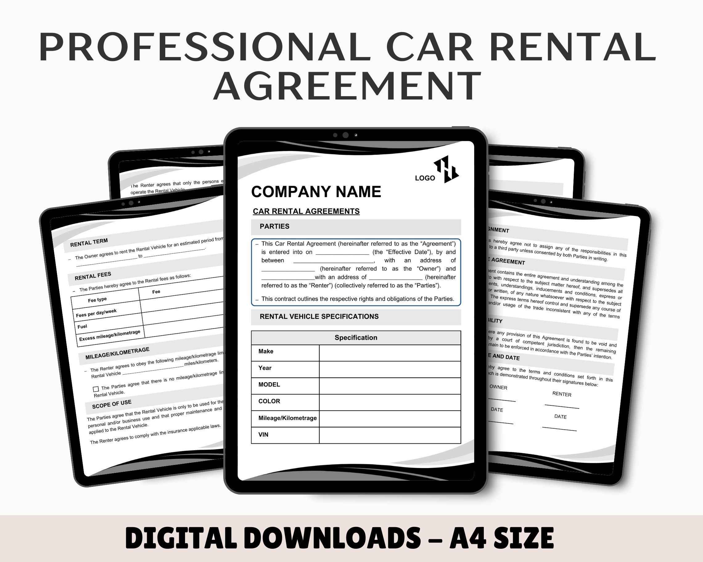 Car Rental Agreement Template, Turo Spreadsheet, Landlord Forms ...