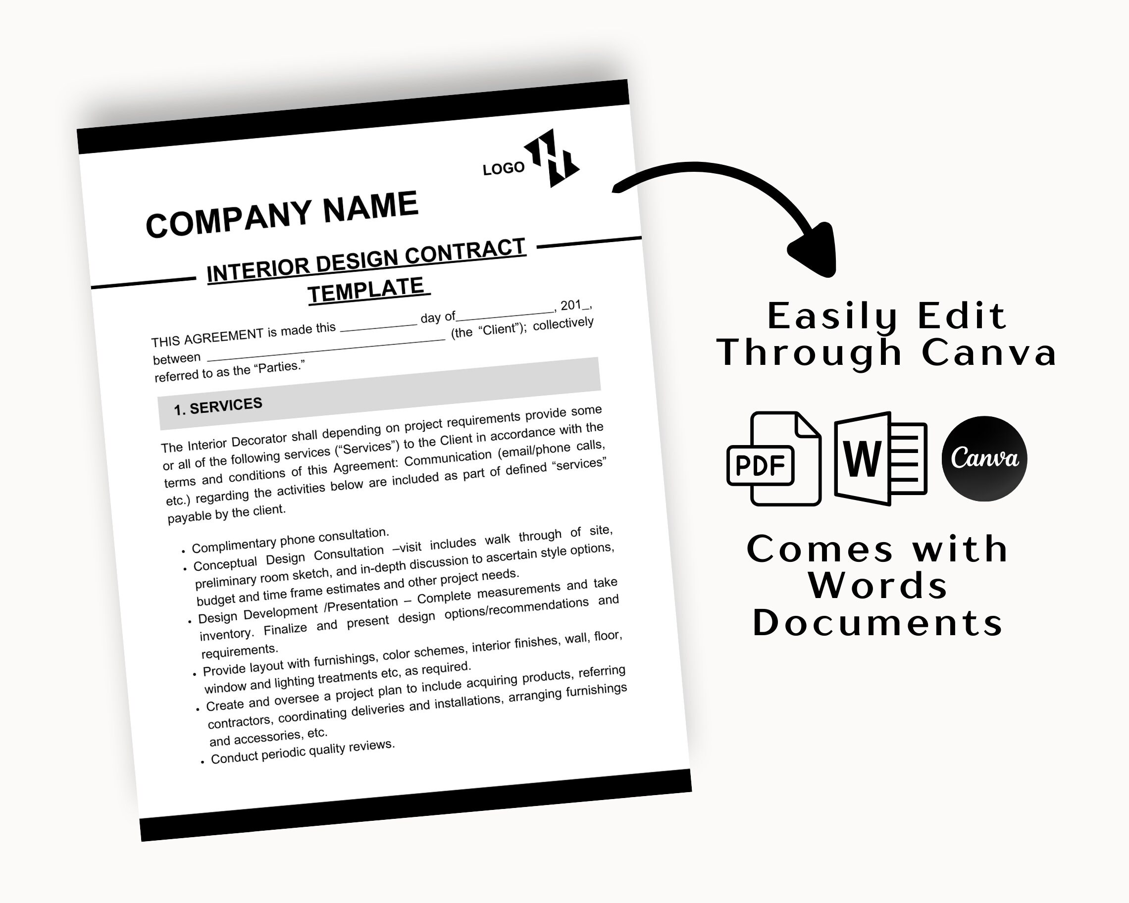 Interior Design Agreement Contract for Design Services, Paint Colors ...