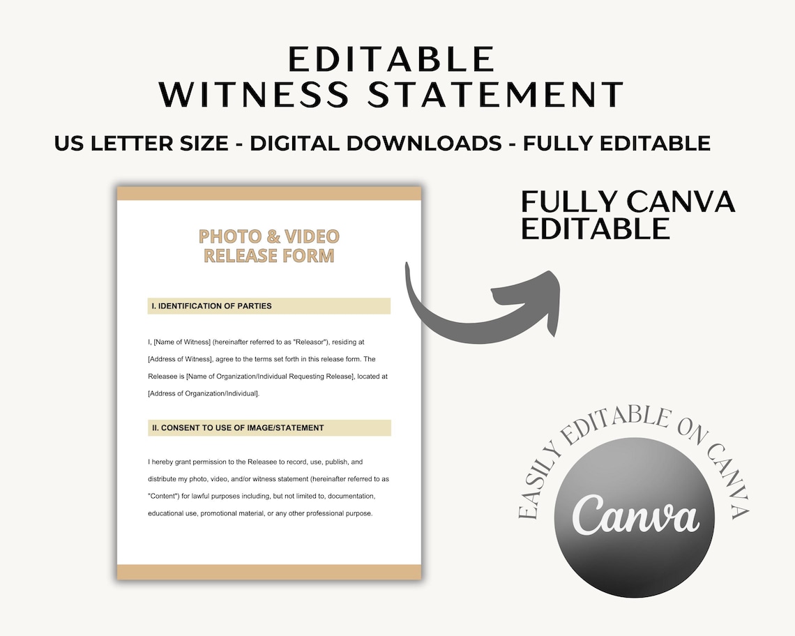 Editable Witness Statement Form | Legal Document for Court Use | Record ...