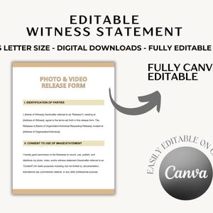 Editable Witness Statement Form | Legal Document for Court Use | Record ...