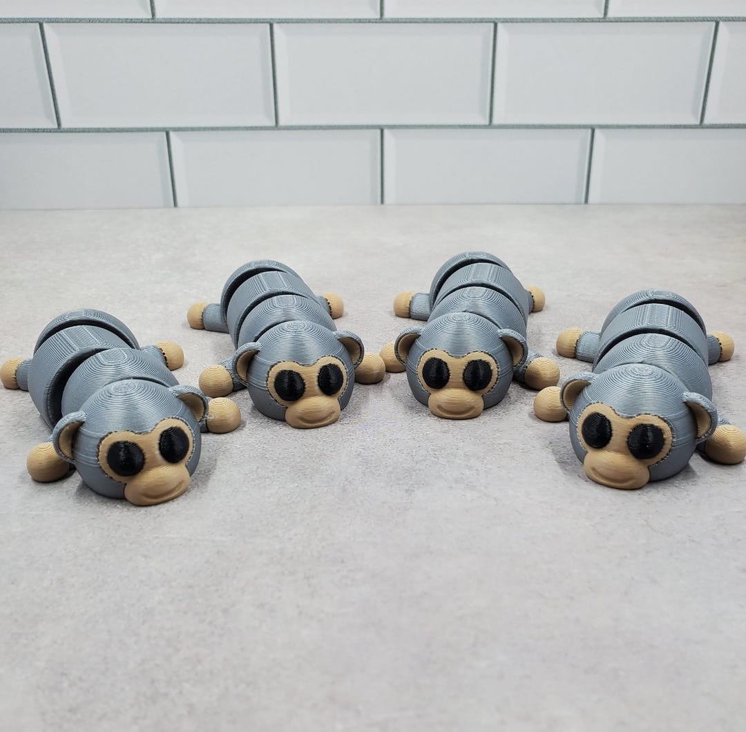 3D Printed Articulating Silver Robot Monkeys - Etsy