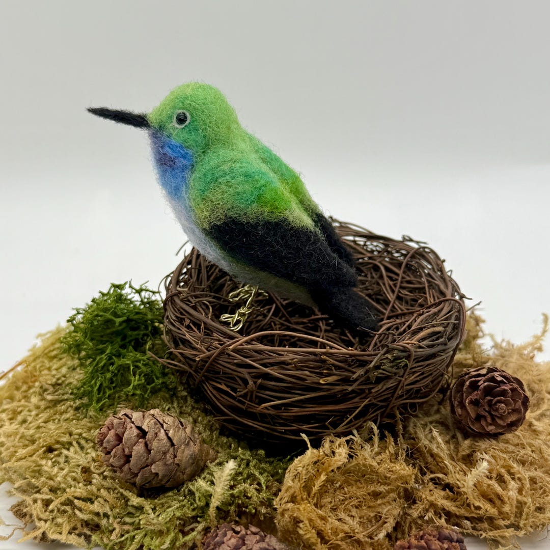 Blue-chested Hummingbird, Needle Felted Bird, Gift, Handmade, Wool ...