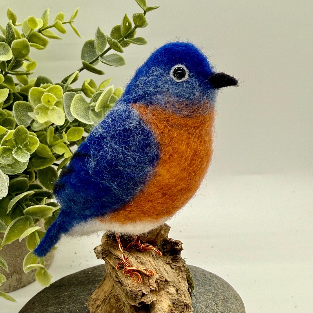 Bluebird, Needle Felted Bird, Gift, Handmade, Wool, Small Bird, Felted ...