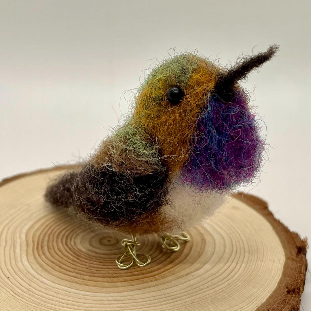 Volcano Hummingbird, Needle Felted Bird, Gift, Handmade, Wool, Small ...